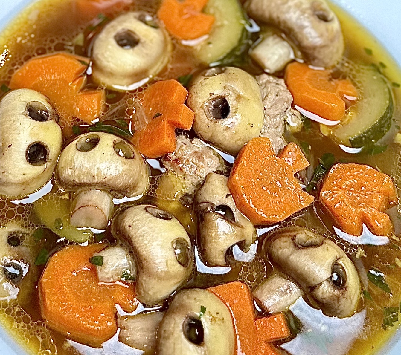 Spooky Sausage Soup with Mushroom Skulls - A Life Full of Living